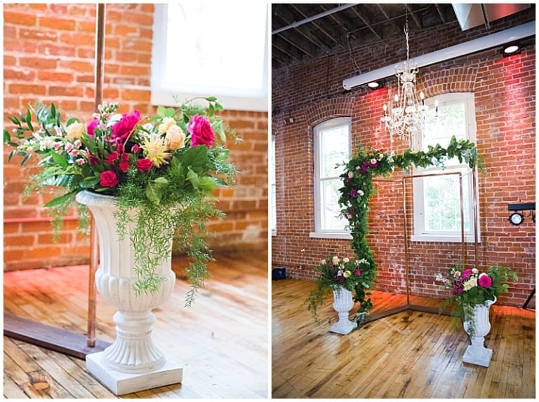 JX Event Venue | Hot Pink Wedding Flowers | Ashley + Spencer
