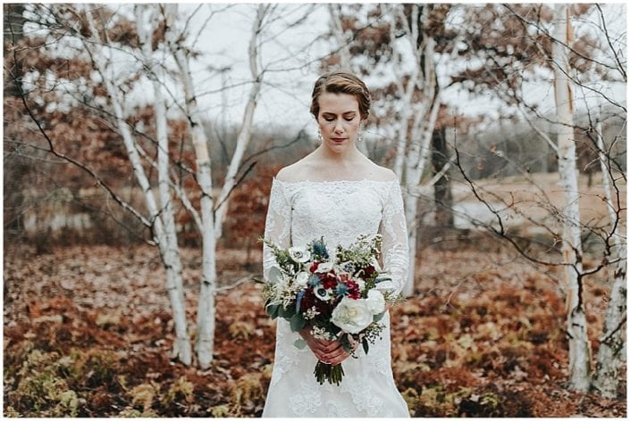 Silverwood Park Winter Wedding Floral, Kate + Dan